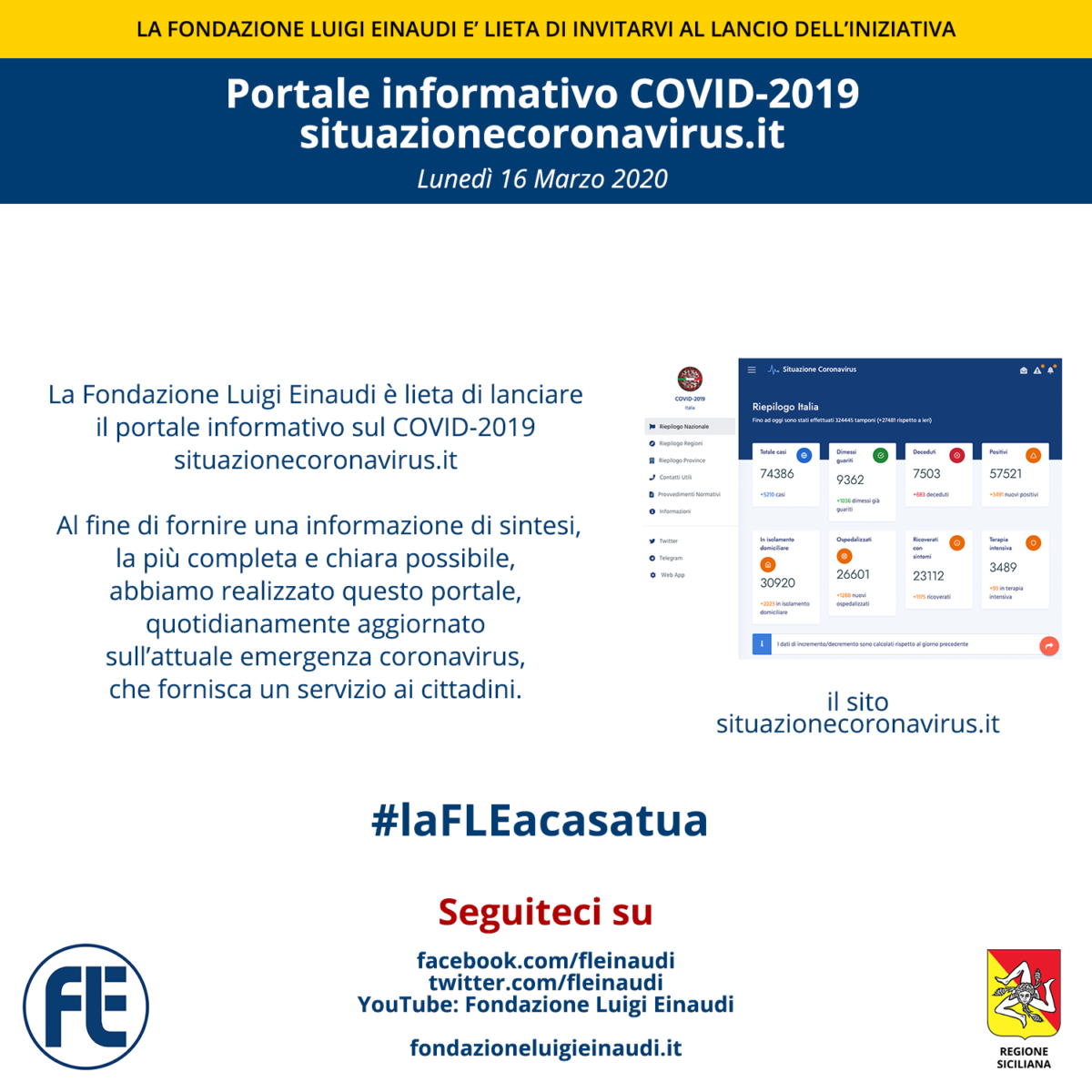#laFLEacasatua - Lancio del portale informativo situazionecoronavirus ...