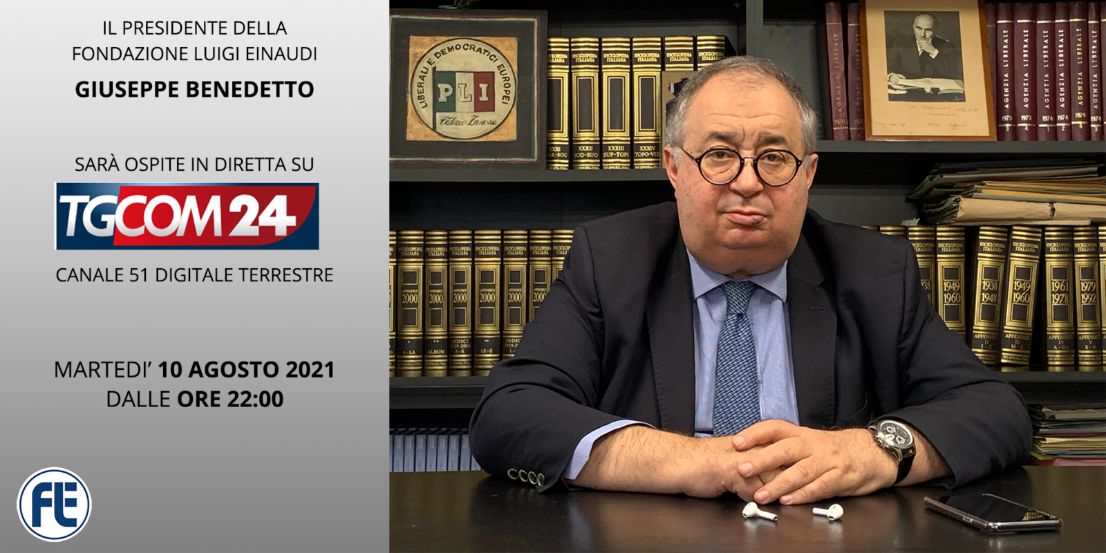 President Giuseppe Benedetto interview at TGCOM24, August 10 2021, 10 p ...