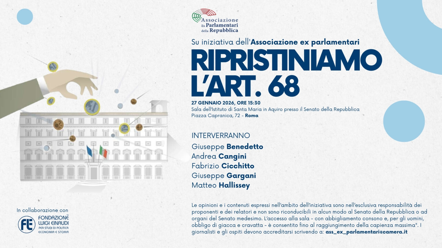 Ripristiniamo l'Art. 68 - Fondazione Luigi Einaudi